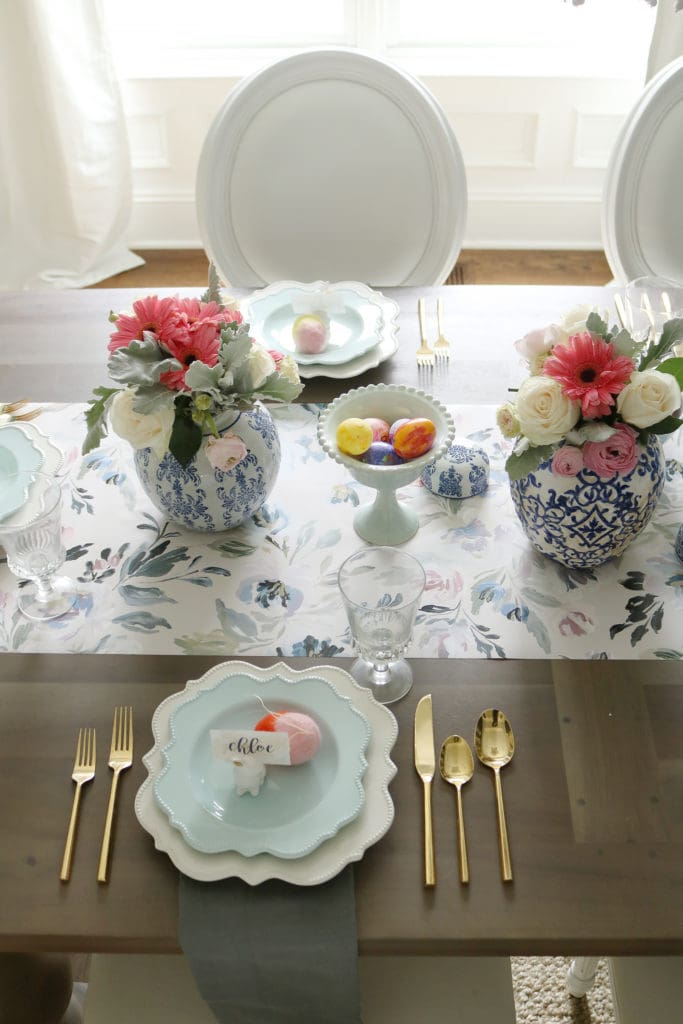 easter table with blue and white china plates - Darling Darleen | A ...